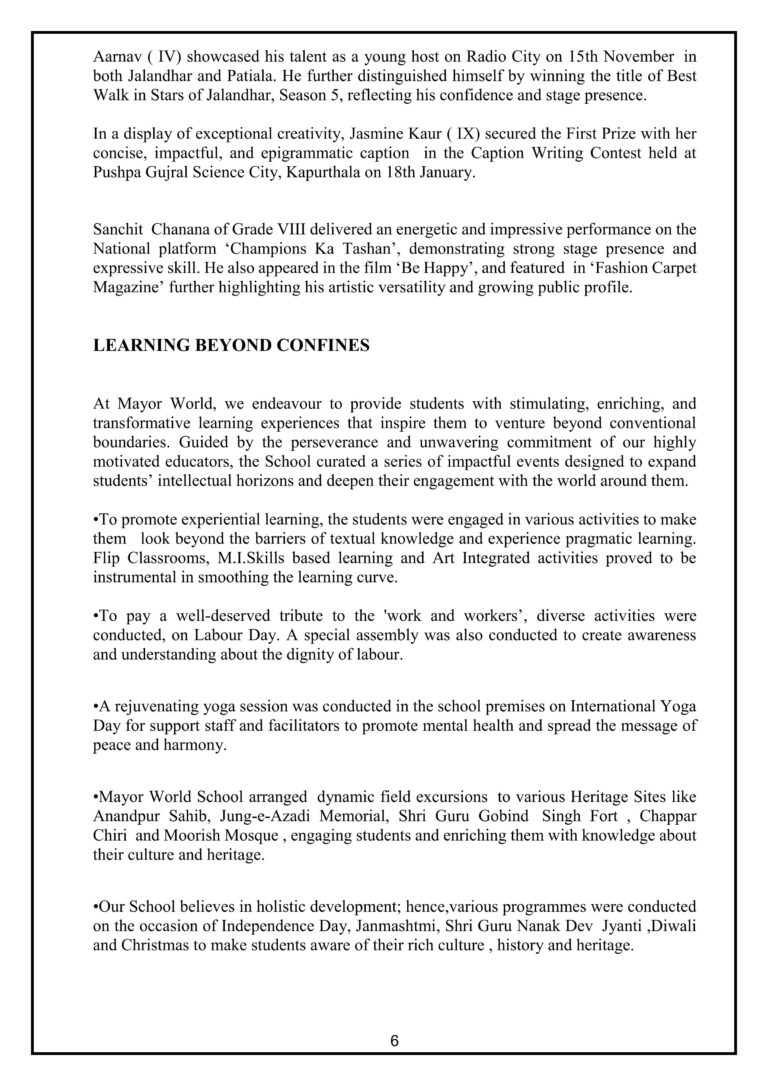 ANNUAL REPORT 2023-24 – Mayor World School – Jalandhar