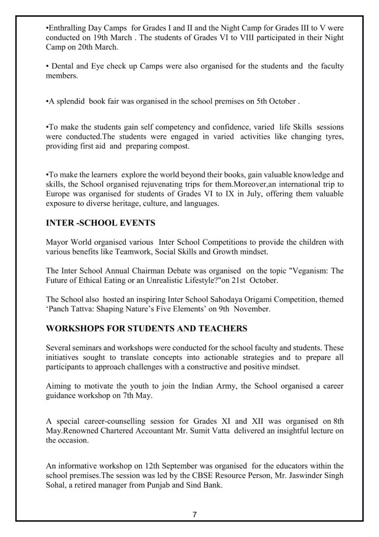 ANNUAL REPORT 2023-24 – Mayor World School – Jalandhar