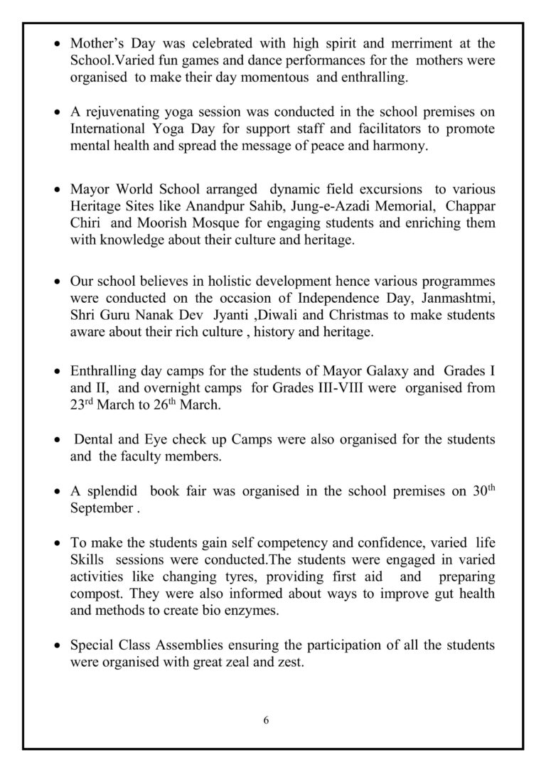 ANNUAL REPORT 2023-24 – Mayor World School – Jalandhar